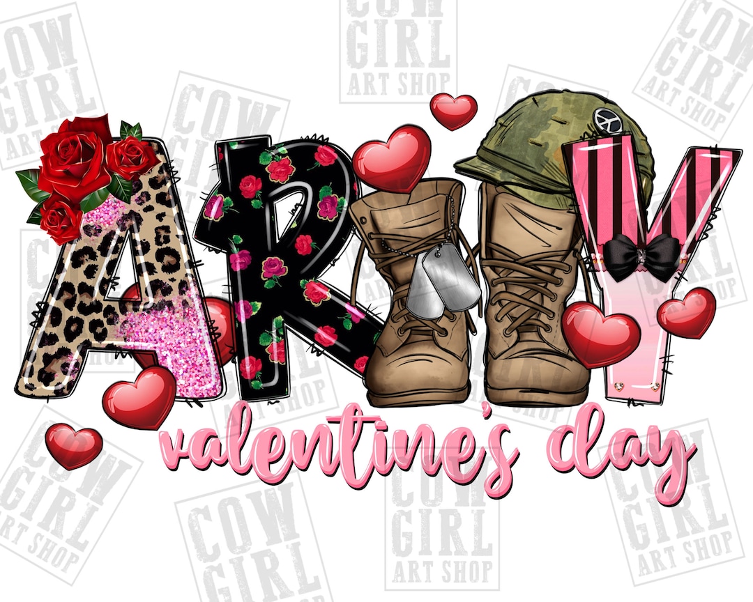 Army Valentine's Day Sublimation Design Download, Happy Valentine's Day ...