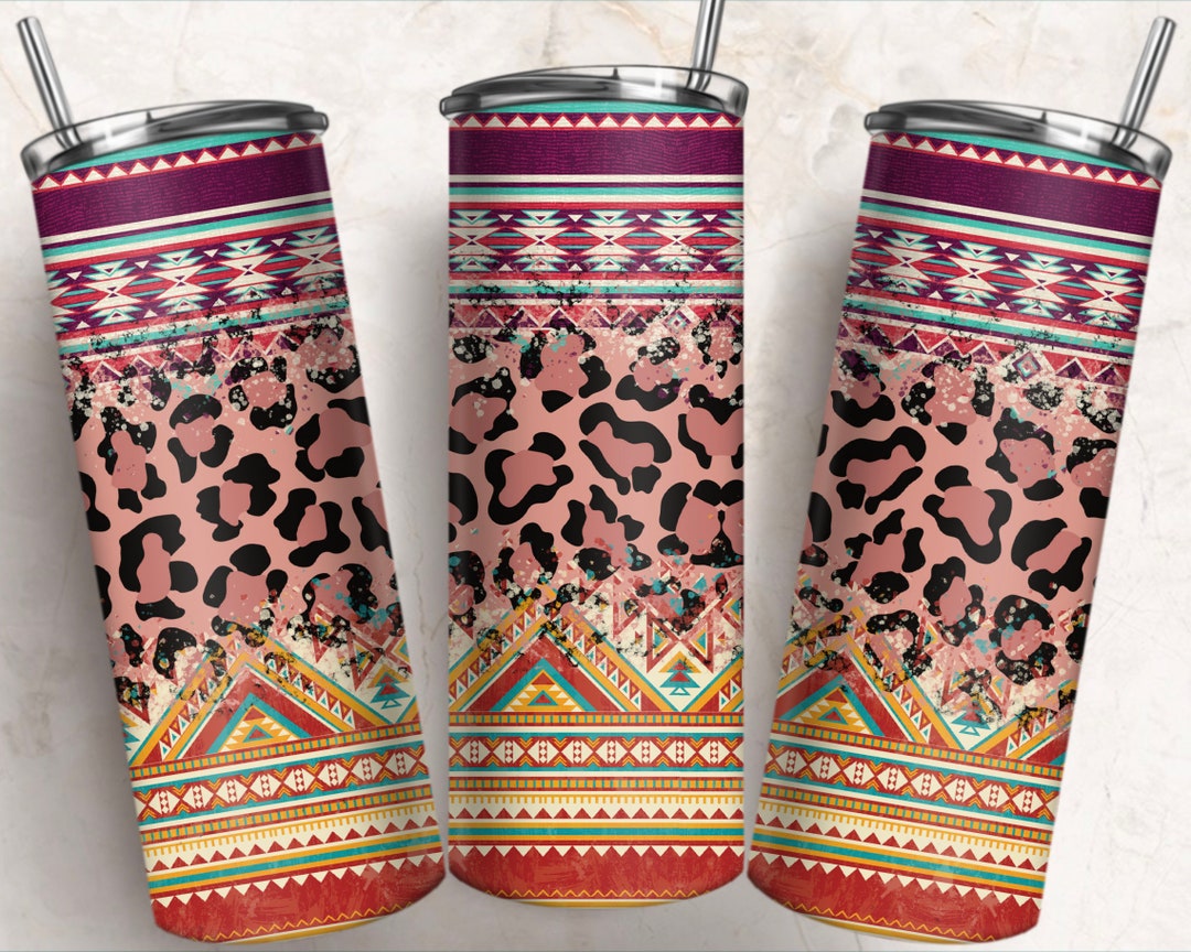 Aztec Leopard 20oz Skinny Tumbler Png Sublimate Design, Western Tumbler ...