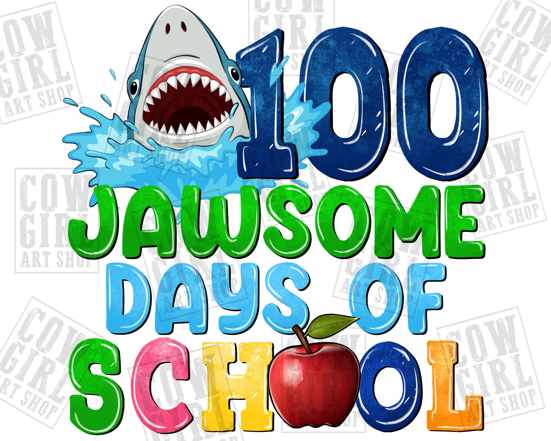 100 Jawsome Day's of School Png Sublimation Design Download, Happy ...