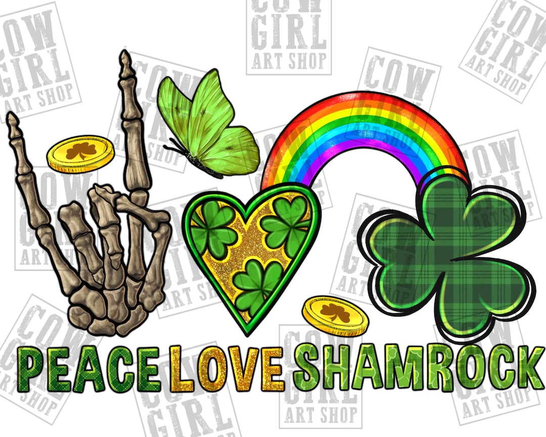 Peace Love Shamrock Png Sublimation Design Download, Happy St. Patrick ...