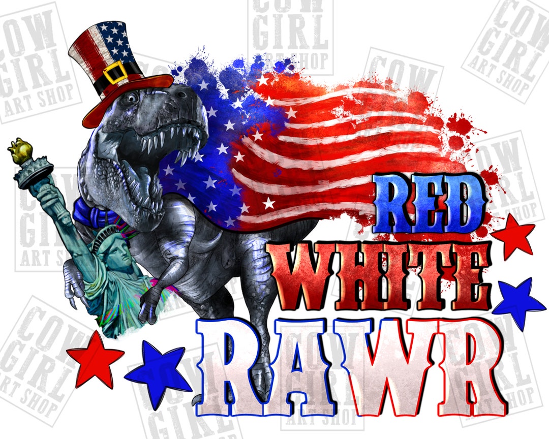 Red White Rawr Png Sublimation Design Download, 4th of July Png ...