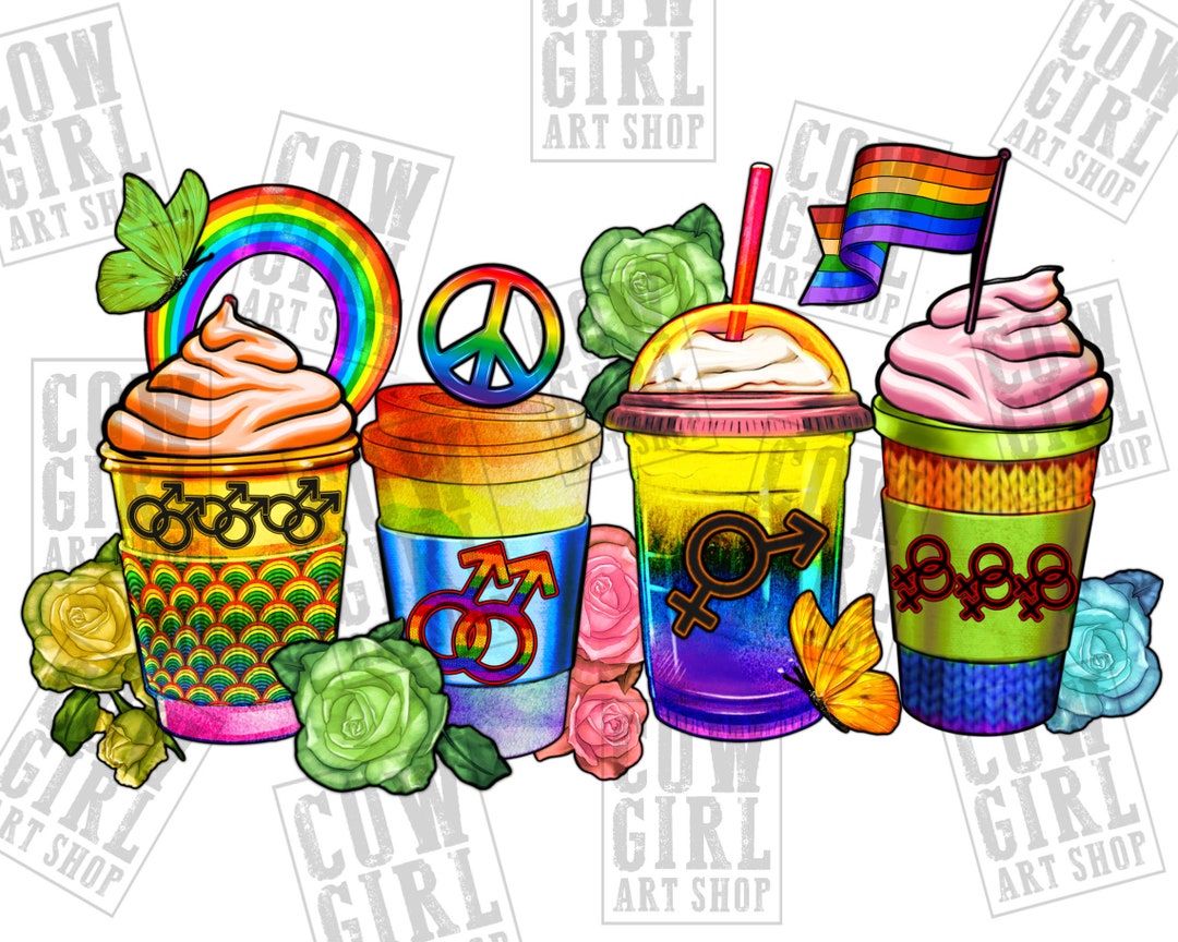 LGBTQ+ Coffee Cups Png Sublimation Design Download, LGBTQ+ Png ...