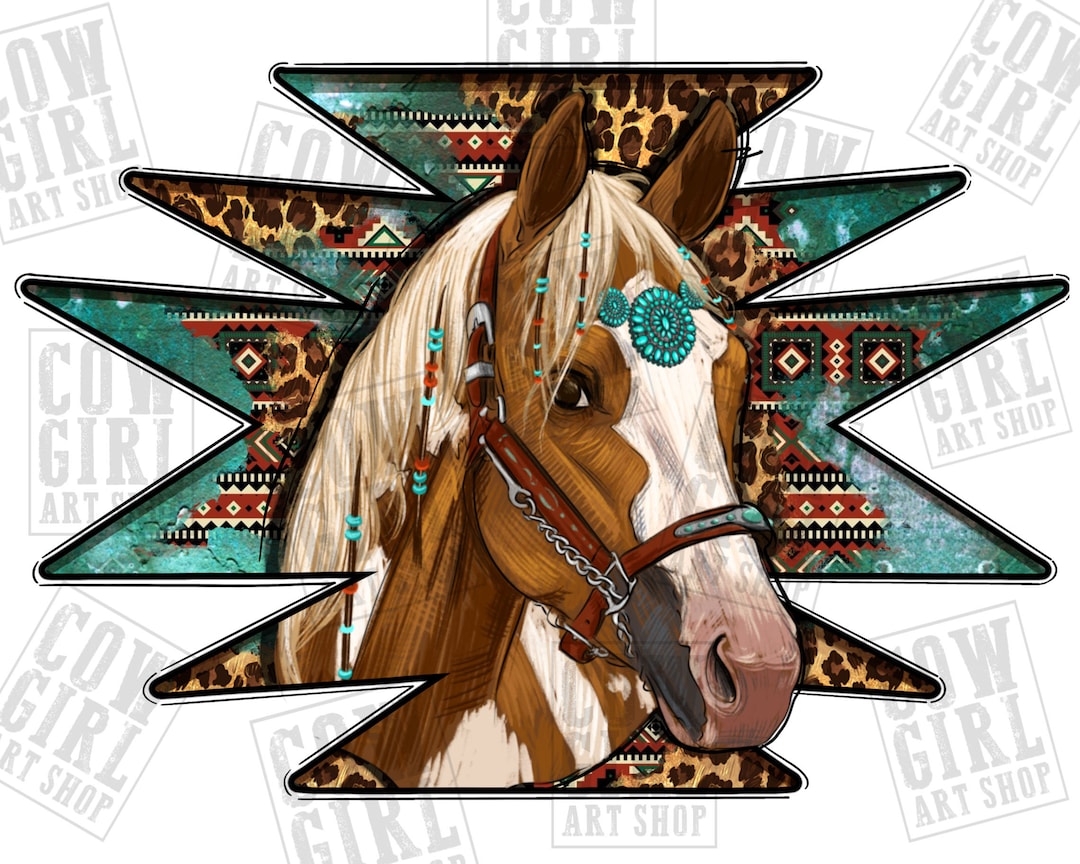 Western Aztec Horse Png Sublimation Design Download, Western Horse Png ...
