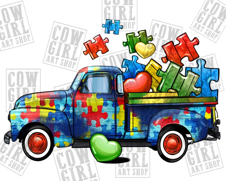 Autism Truck Png Sublimation Design Download Autism Awareness - Etsy