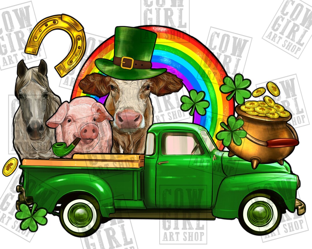 St. Patrick's Day Farm Animals Png Sublimation Design Download, St ...