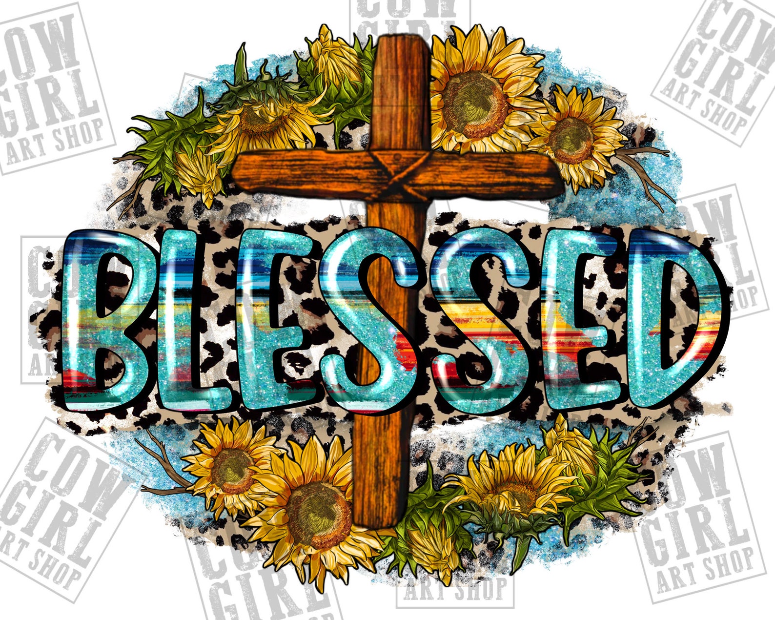 Blessed Png Sublimation Design Download Blessed With Cross - Etsy
