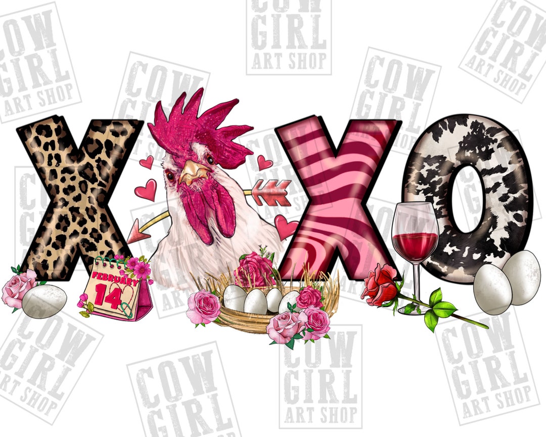 Xoxo Rooster Valentine's Day Png Sublimation Design Download, Happy ...
