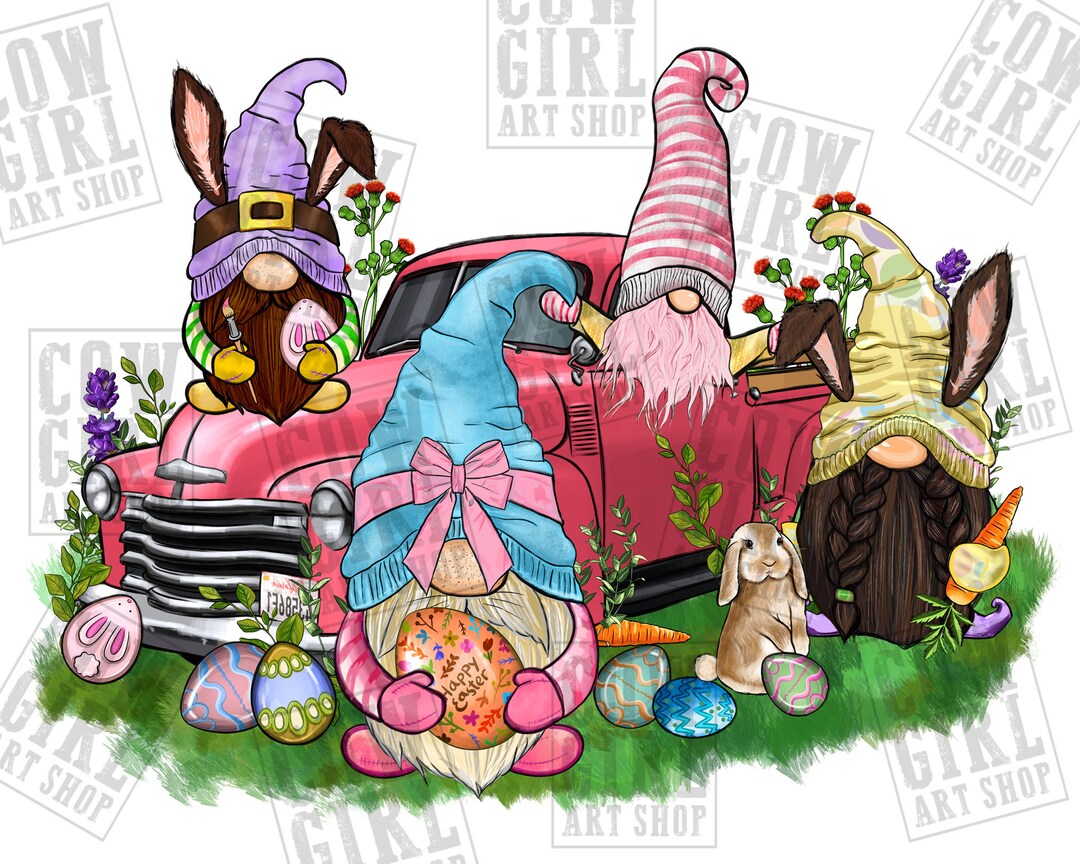 Easter Gnomies Truck Png Sublimation Design Download, Easter Day Png, Gnome Png Design, Happy ...