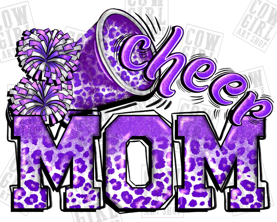 Cheer Mom Purple and White Png Sublimation Design Download, Western Mom ...