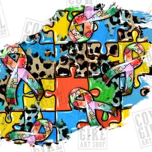 Autism Leopard Patches Png Sublimation Design Bundle, Autism Awareness ...