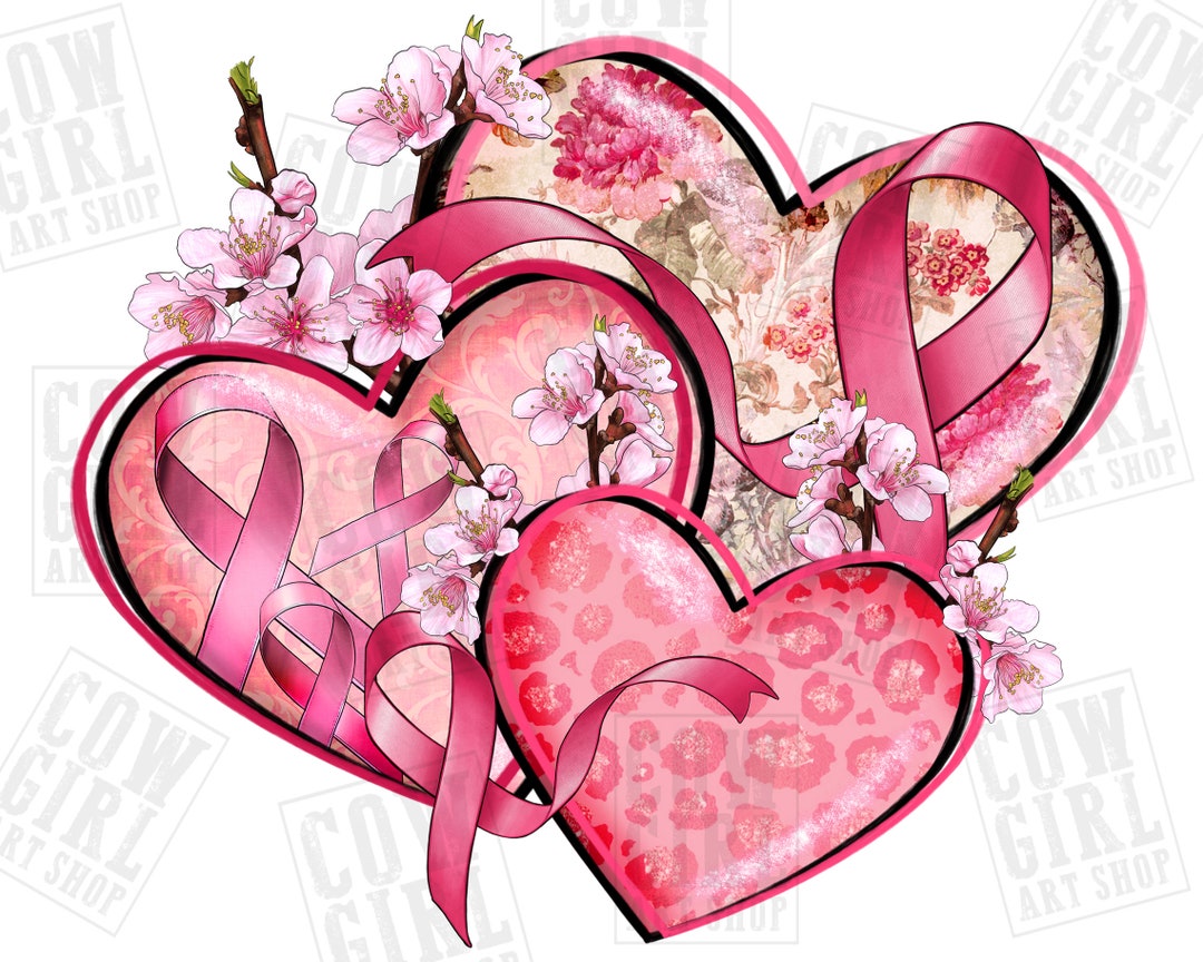 Cancer Hearts Png Sublimation Design Download, Breast Cancer Png ...