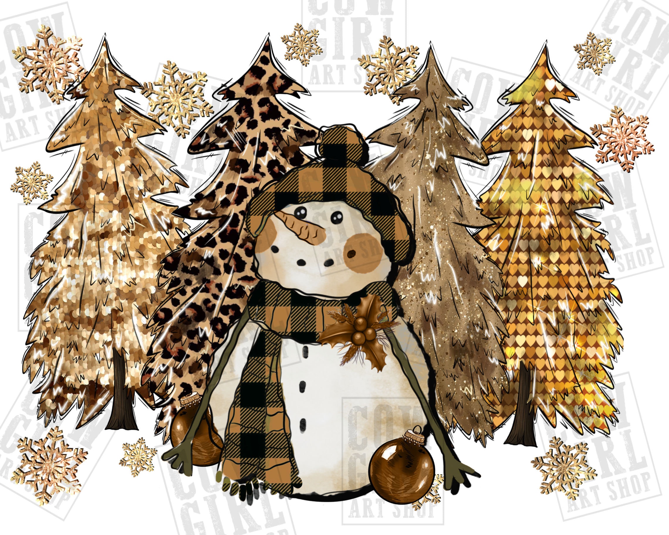 Country Christmas Snowman Clipart