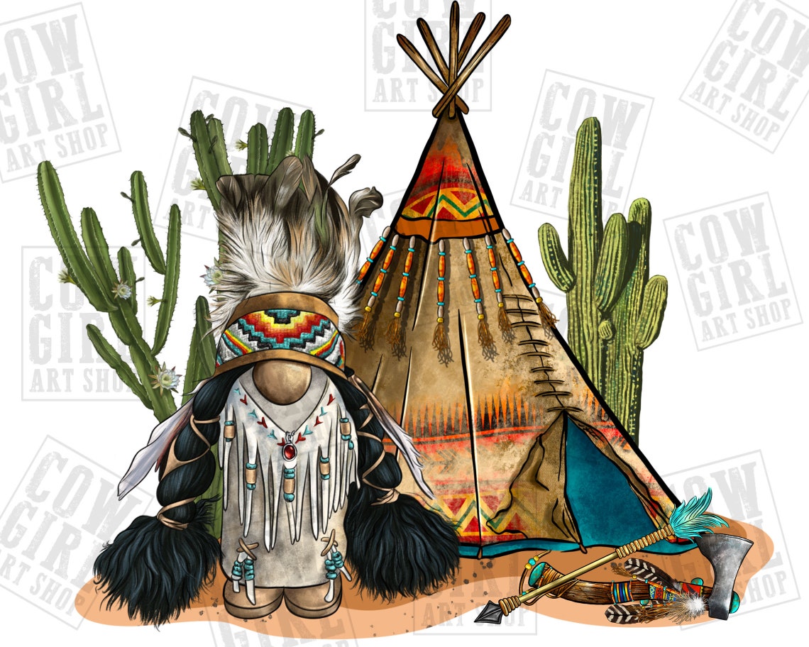 Western Native American Gnome Png Sublimation Design - Etsy