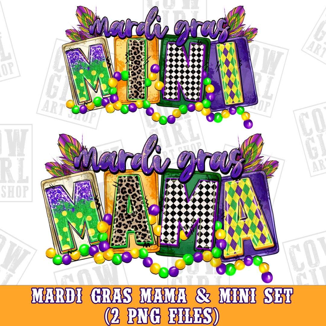 Mardi Gras Mama and Mini Set Png Sublimation Design Download, Happy ...