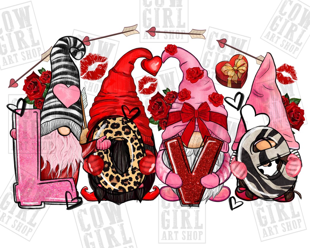 Love Gnomies Valentine's Day Png Sublimation Design Download, Happy ...