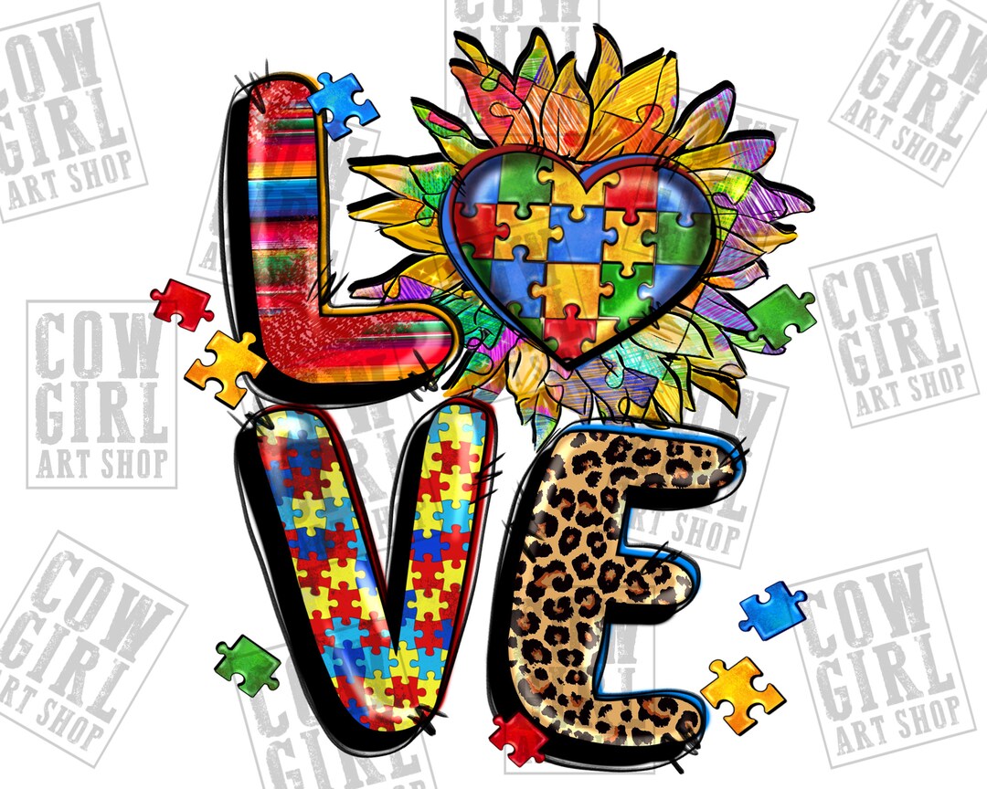 Autism Love Png Sublimation Design Download, Autism Awareness Png ...