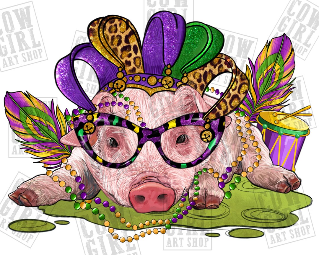 Mardi Gras Pig Png Sublimation Design Download, Mardi Gras Animal Png ...