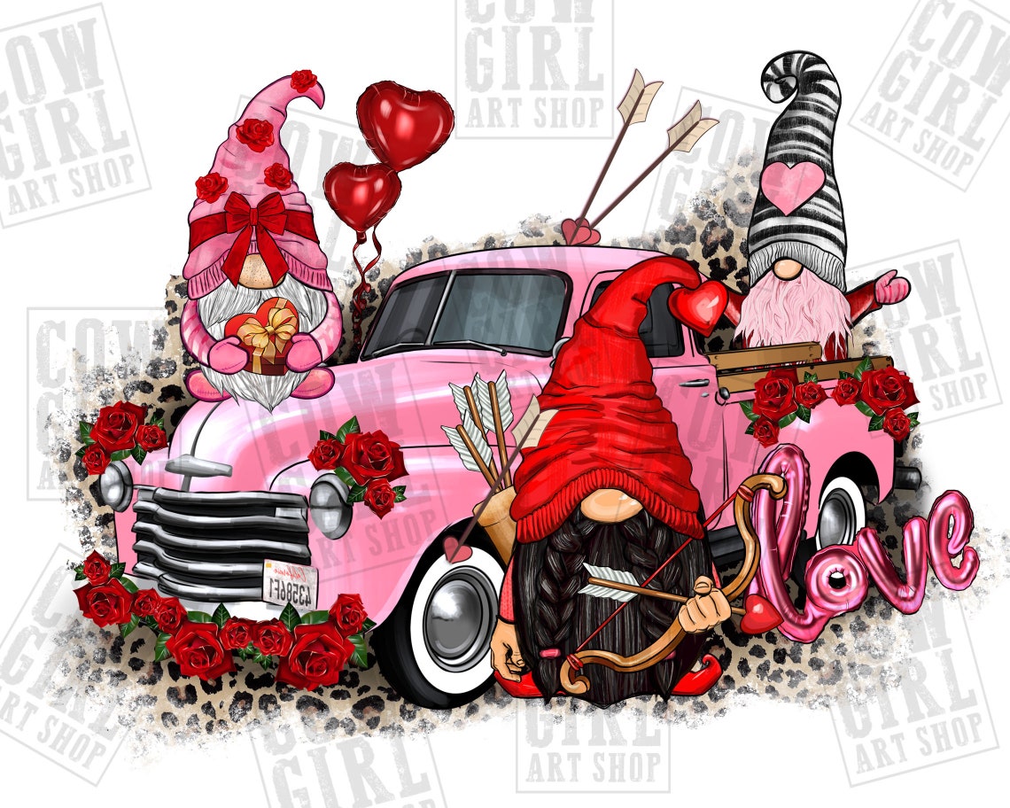 Valentine's Day Gnomes With Truck Png Sublimation Design - Etsy