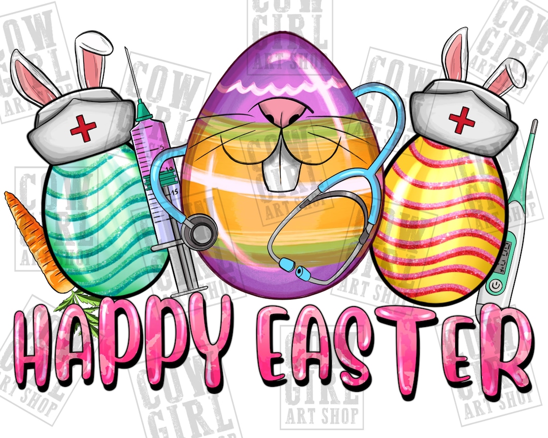 Happy Easter Nurse Eggs Png Sublimation Design Download, Easter Day Png ...