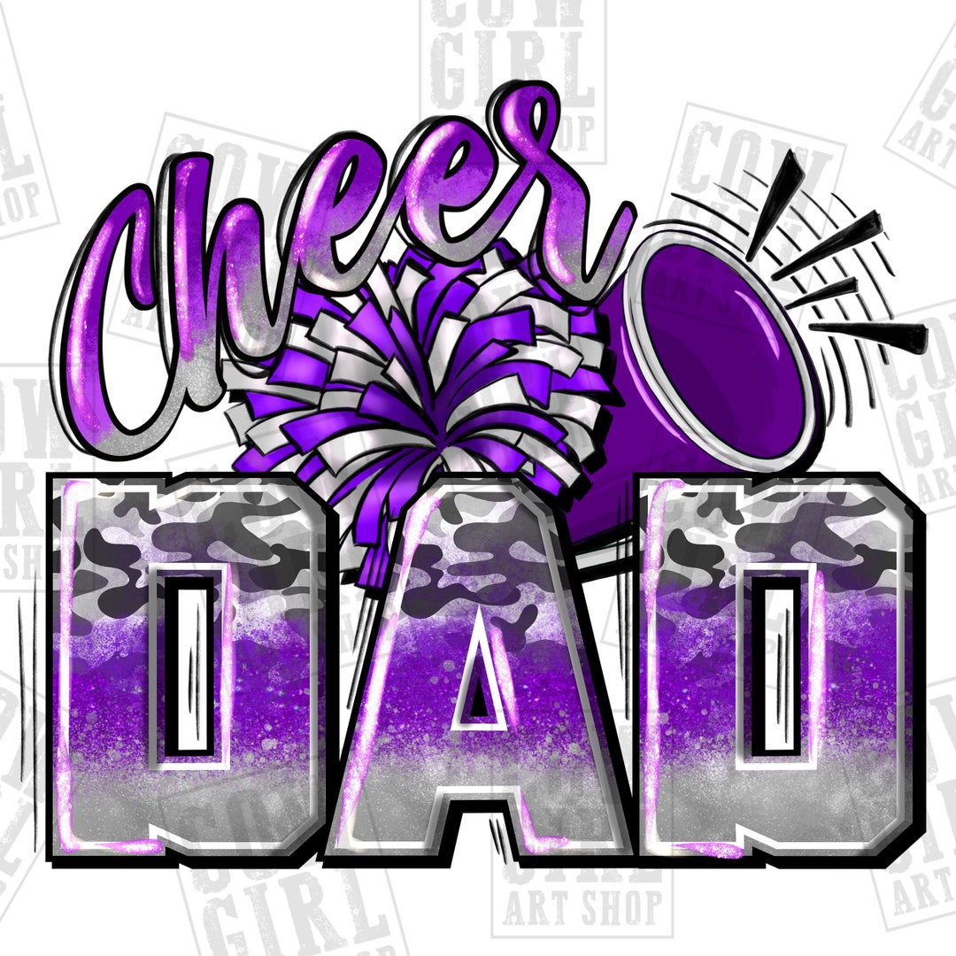 Cheer Dad Purple and Silver Png Sublimation Design Download, Western ...