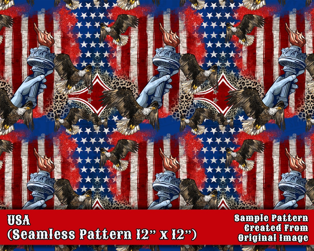 USA Seamless Pattern Digital Paper, Digital Seamless Pattern, USA Flag ...