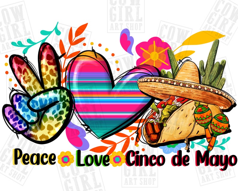 Peace Love Cinco De Mayo Png Sublimation Design, Mexican Day Png ...
