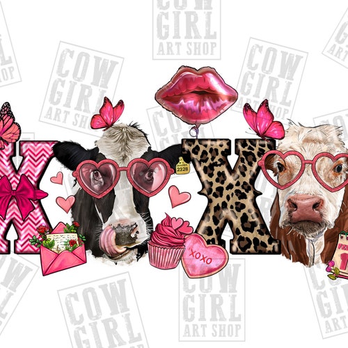 Xoxo Cow Valentine's Day Png Sublimation Design Download - Etsy