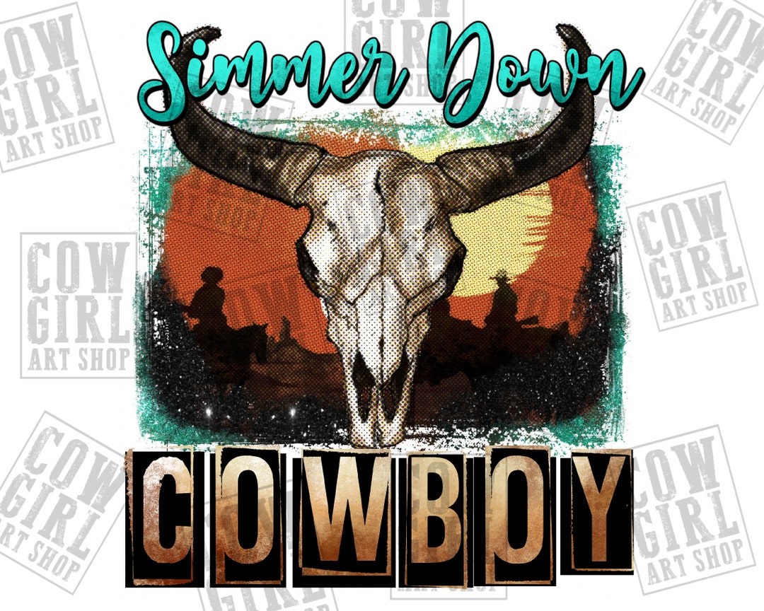 Simmer Down Cowboy Png Sublimation Design Download, Western Cowboy Png ...