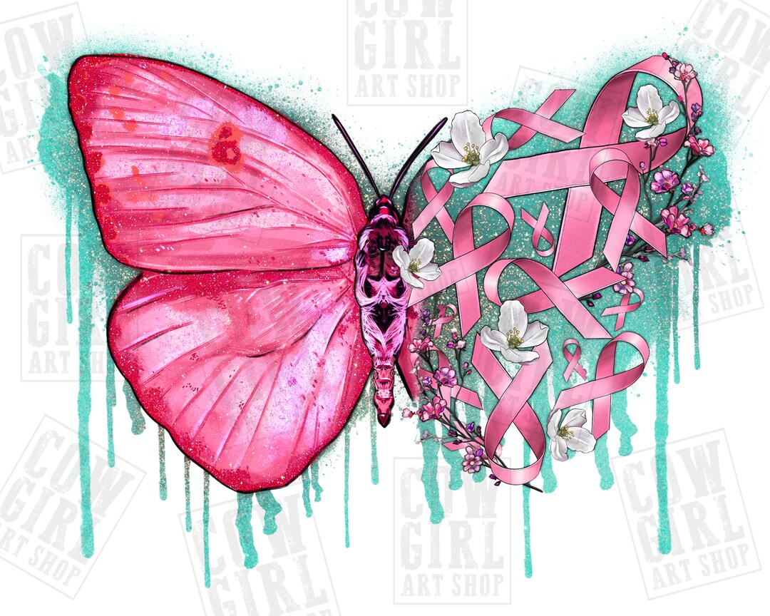 Cancer Butterfly Png Sublimation Design Download, Breast Cancer Png ...