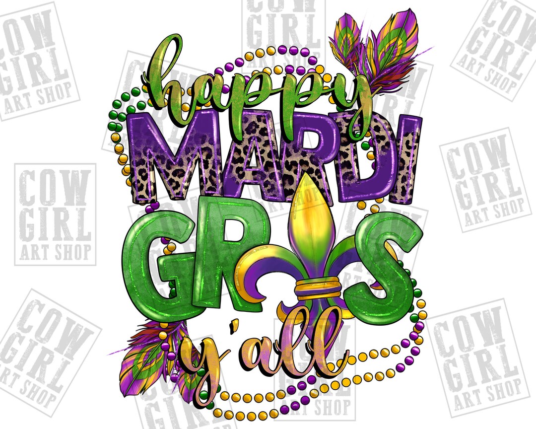 Happy Mardi Gras Y'all Png Sublimation Design Download, Happy Mardi ...