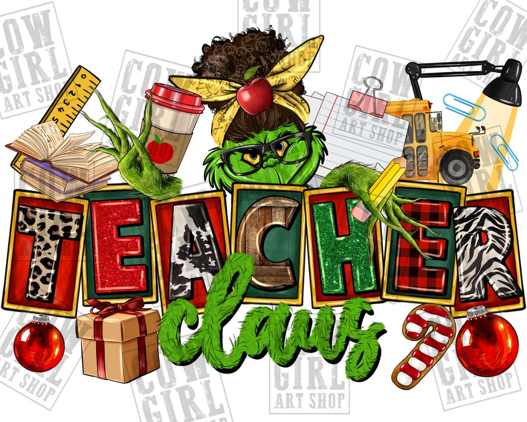 Teacher Claus Christmas Png Sublimation Design Download, Merry ...