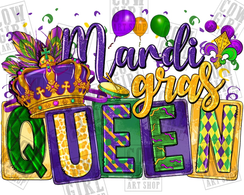 Mardi Gras Queen Png Sublimation Design Download Mardi Gras - Etsy