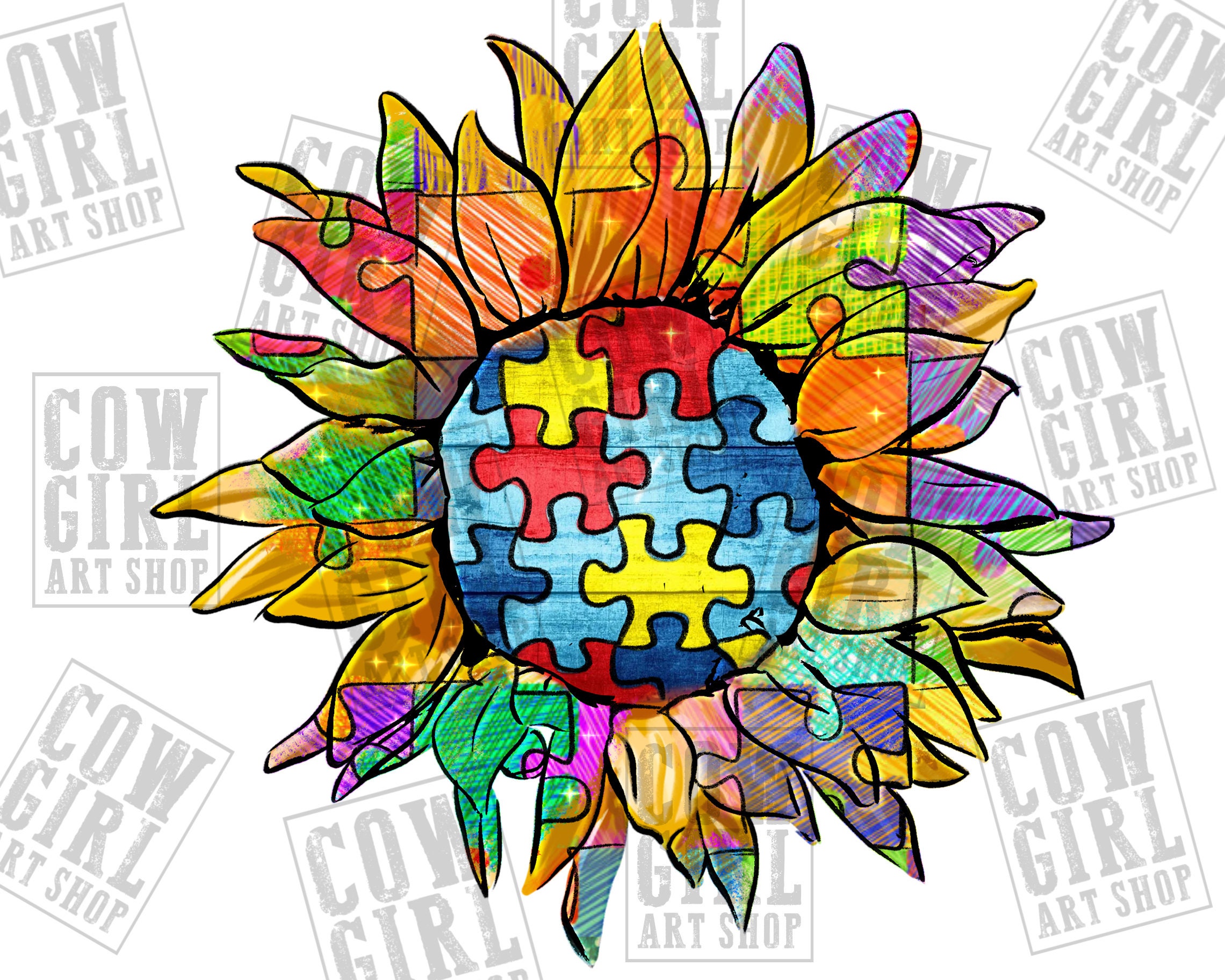 Autism Sunflower Png Sublimation Design Download, Autism Awareness Png ...