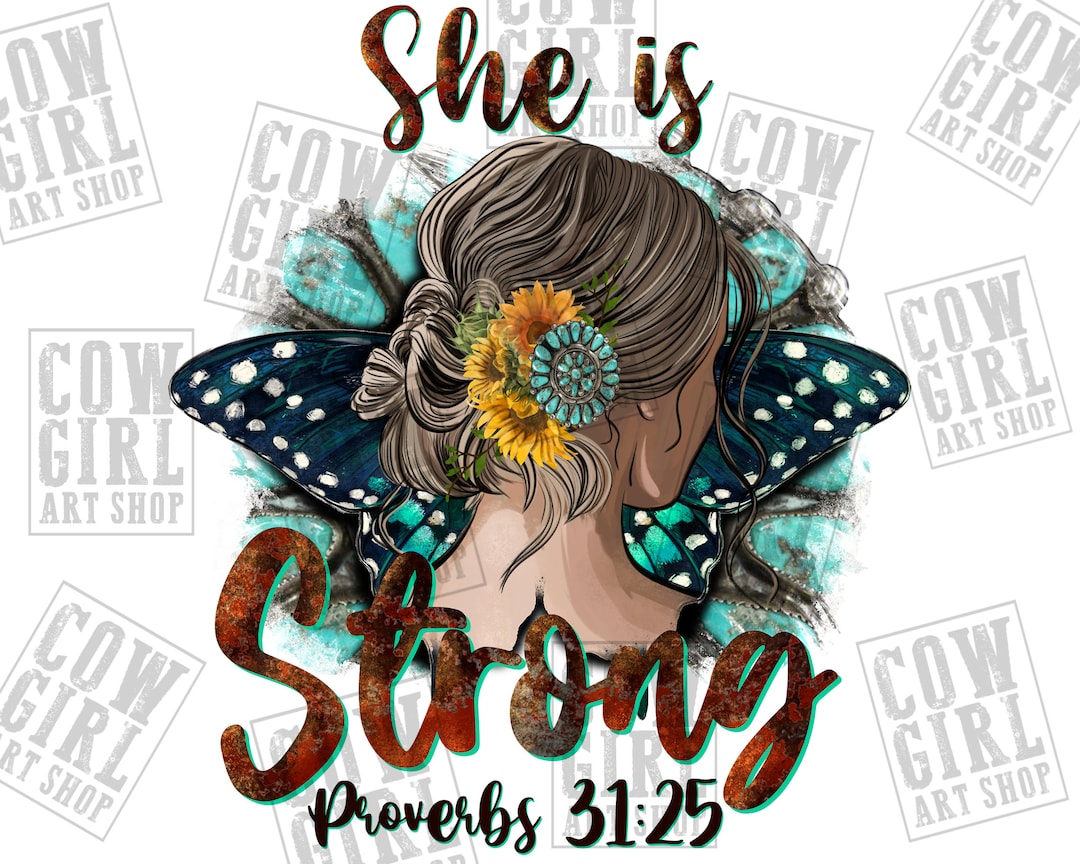 She is Strong Proverbs 31:25 Blonde Woman Png Sublimation Design ...