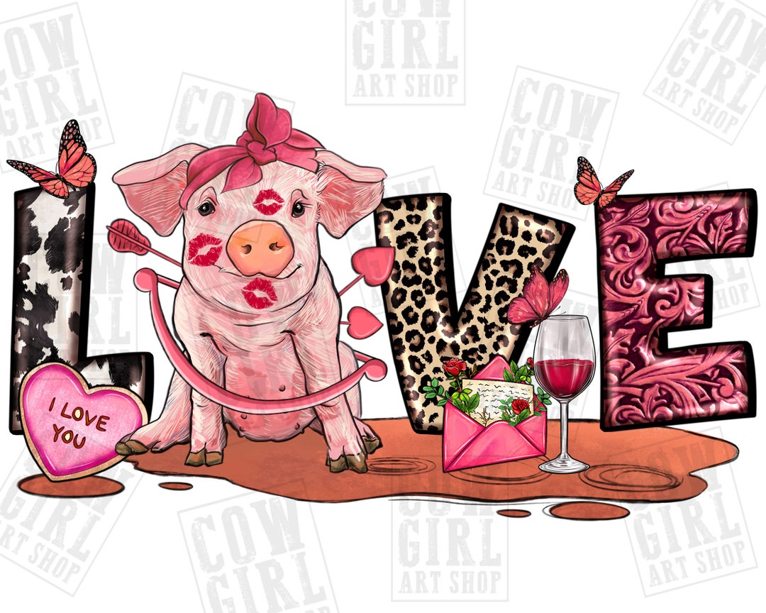Love Pig Valentine's Day Png Sublimation Design Download, Happy ...