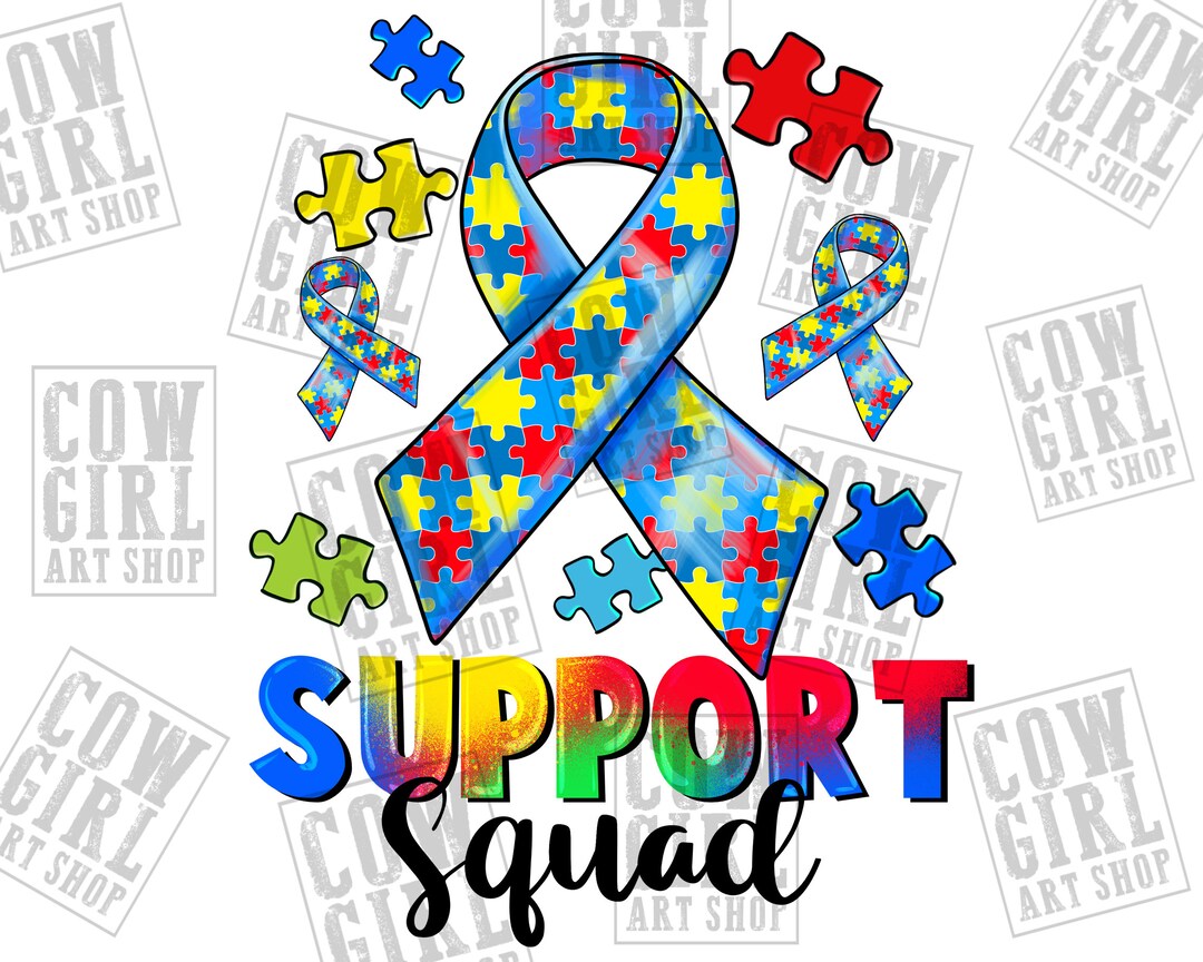Support Squad Autism Png Sublimation Design Download, Autism Awareness ...