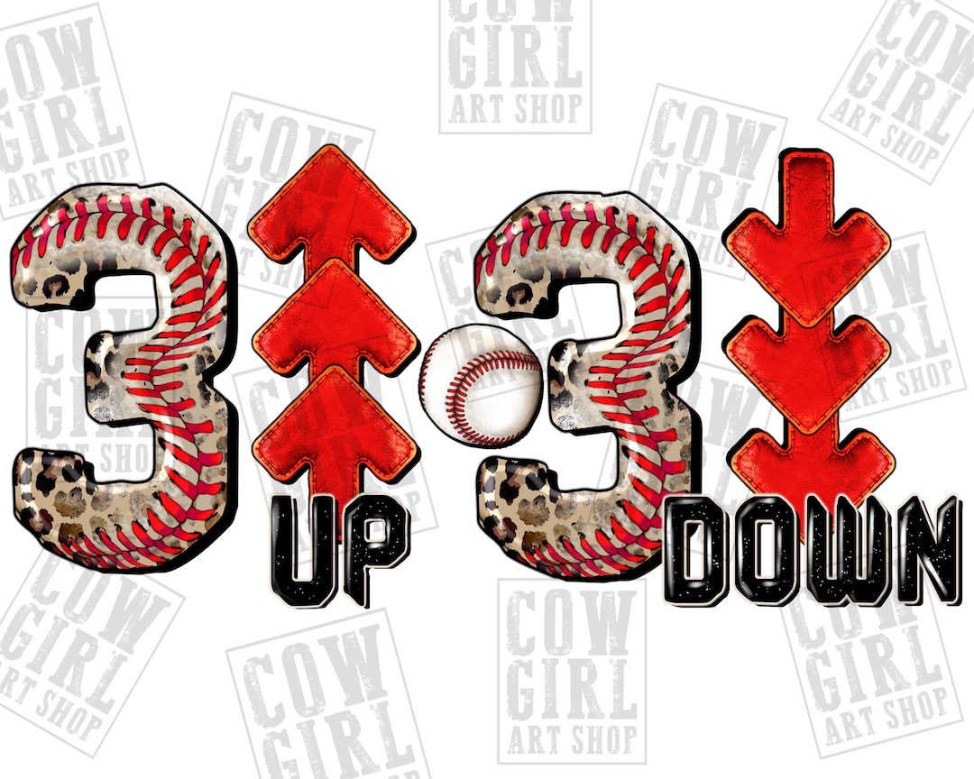 Three up Three Down Baseball Png Sublimation Design Download, Baseball ...
