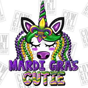 Mardi Gras Cutie Unicorn Png Sublimation Design Download - Etsy