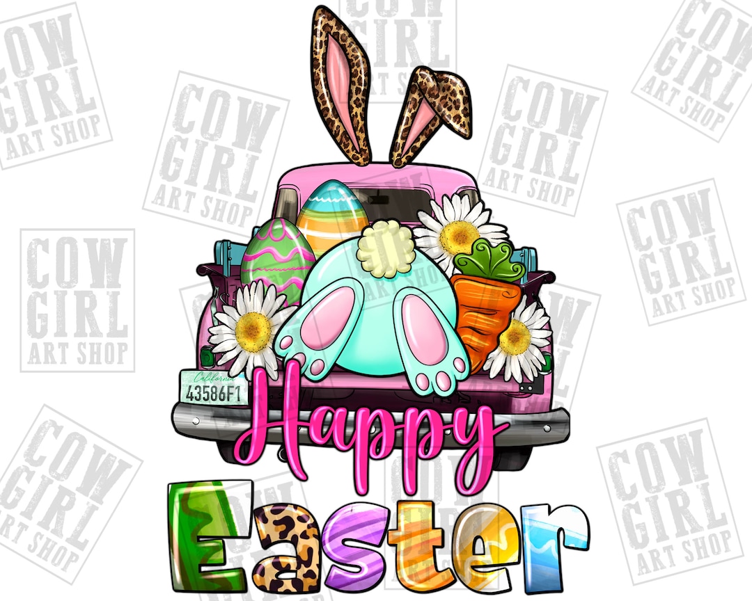 Bunny Happy Easter Truck Png Sublimation Design Download, Easter Day ...