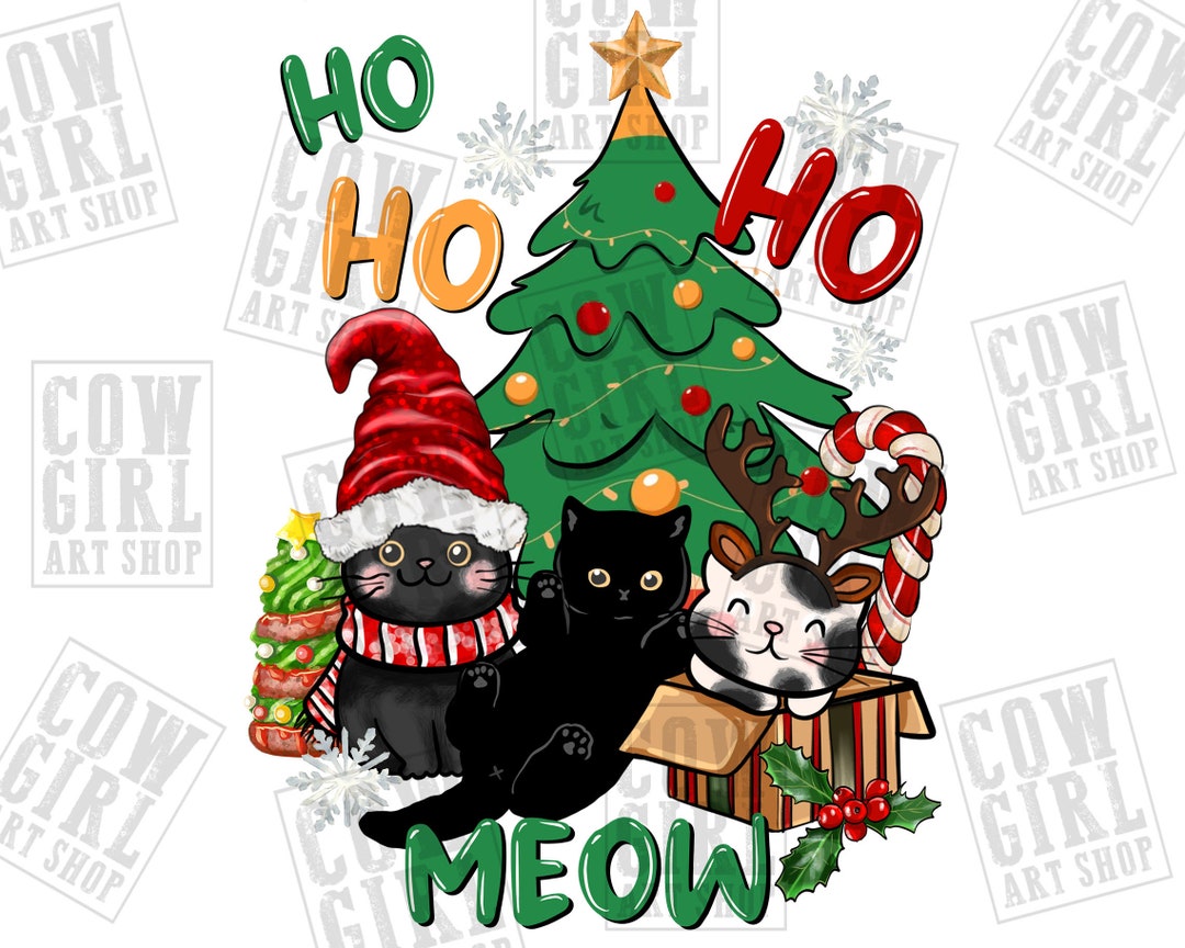 Ho Ho Ho Meow Png Sublimation Design Download, Merry Christmas Png ...