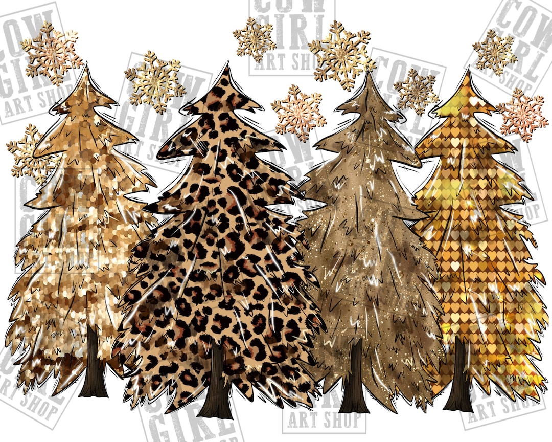 Merry Christmas Leopard Trees Png Sublimation Design Download ...