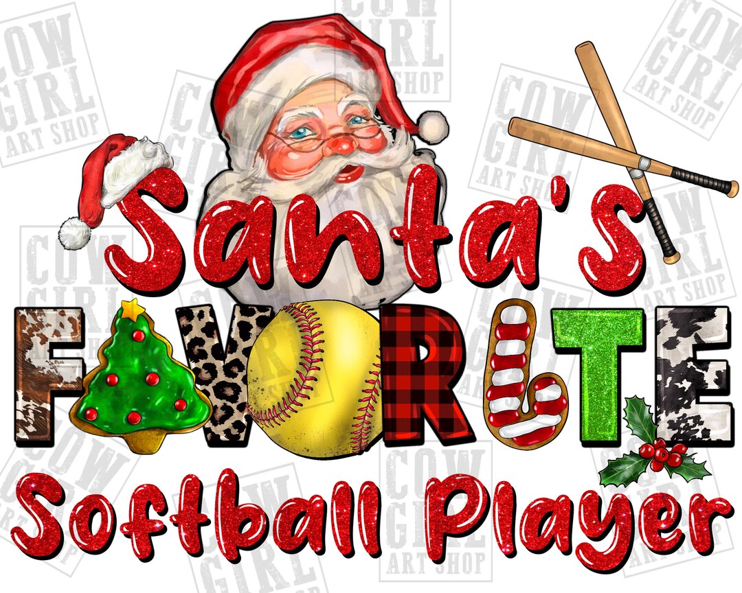 Santa's Favorite Softball Player Png Sublimation Design Download, Merry ...