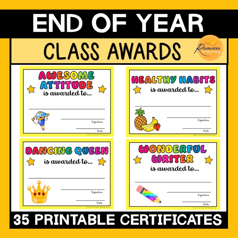 End of Year Certificates - Class Awards - Etsy