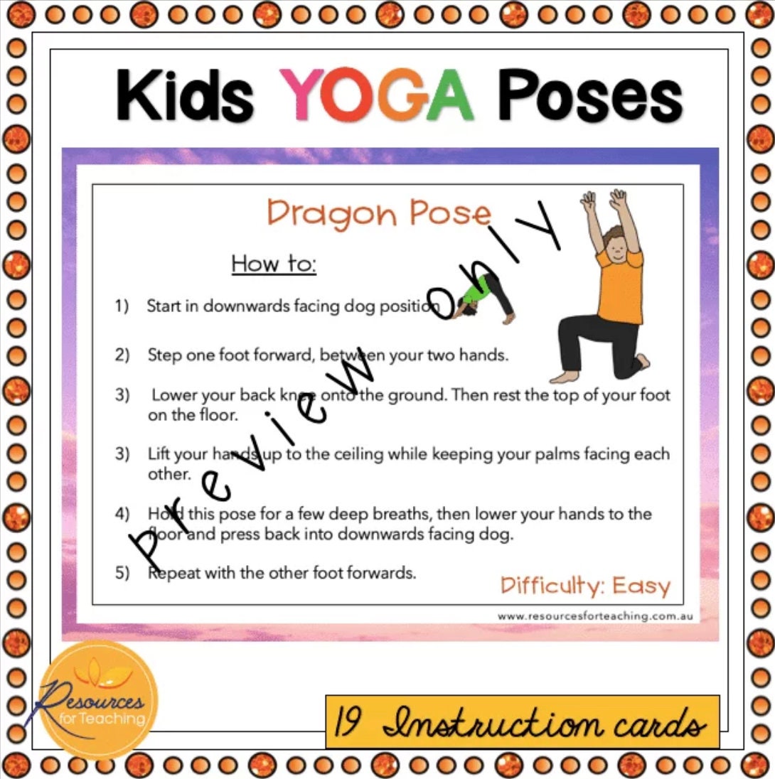 Kids Yoga Poses Instruction Task Cards - Etsy