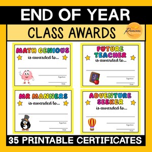 End of Year Certificates - Class Awards - Etsy