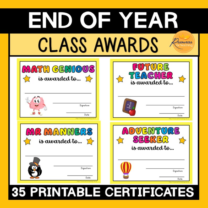 End of Year Certificates - Class Awards - Etsy