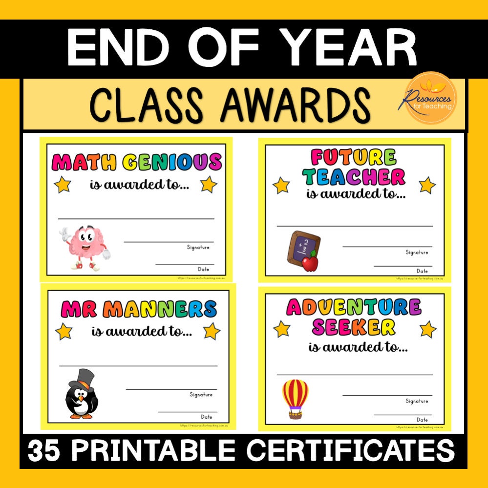End of Year Certificates - Class Awards - Etsy