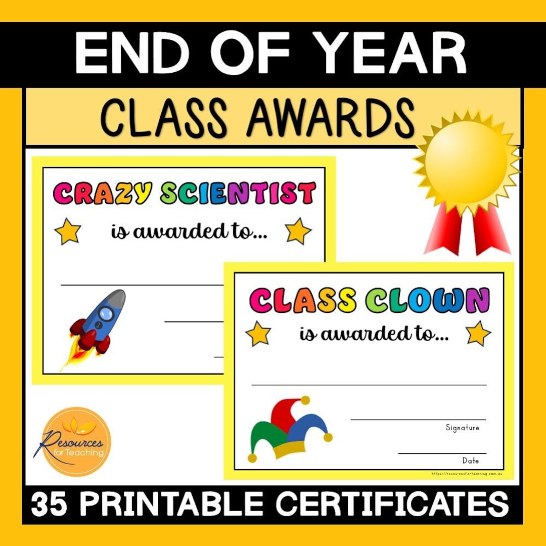 End of Year Certificates - Class Awards - Etsy