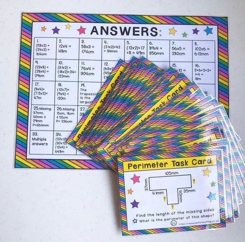 Perimeter Task Cards for Year 4, 5 & 6 Students - Etsy