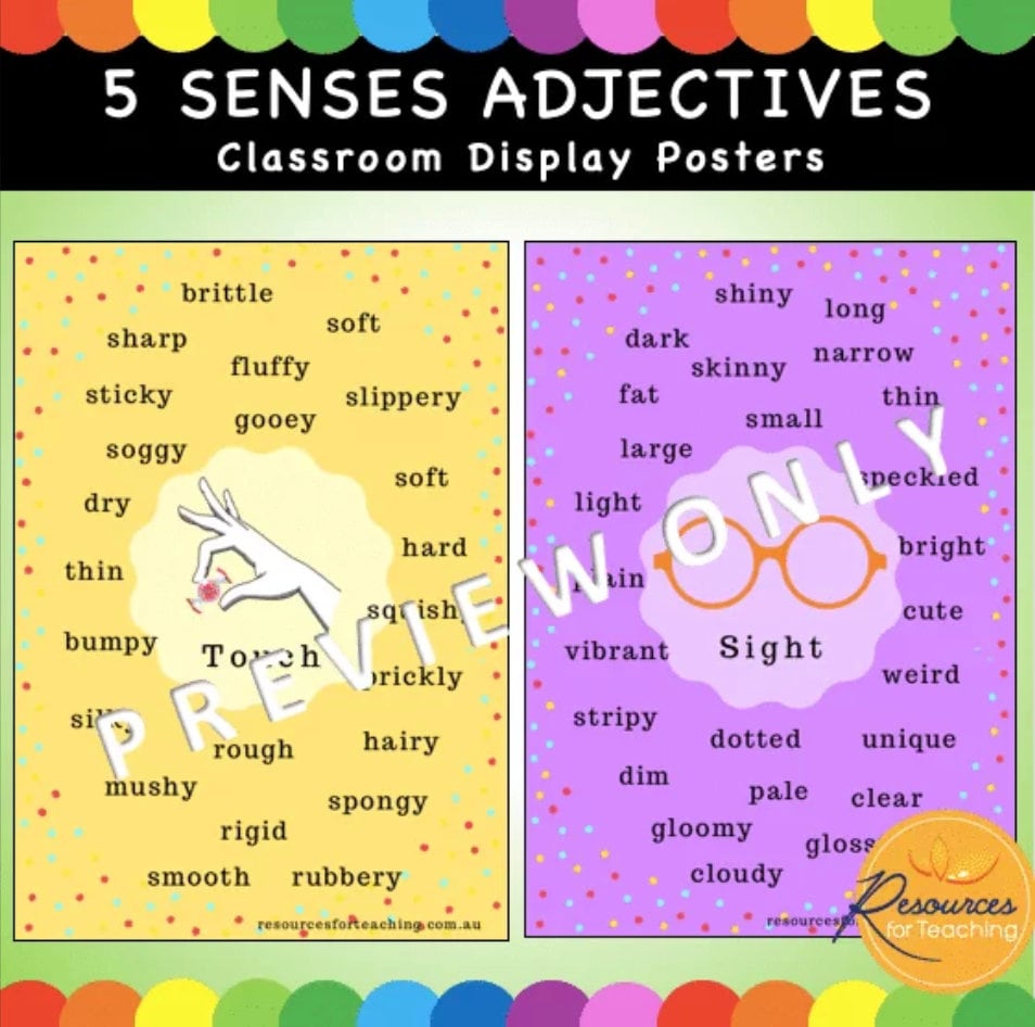 Five Senses and Extras Adjective Posters (Download Now) - Etsy